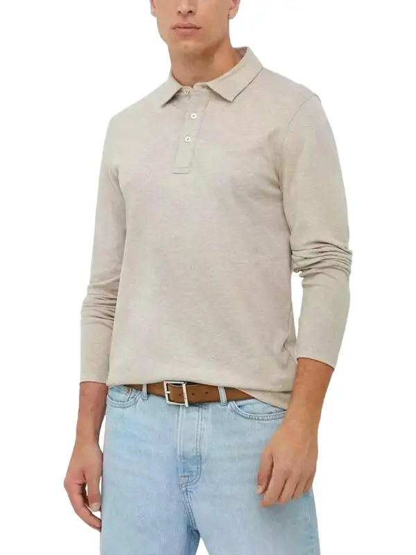 Michael Kors Long-sleeve Cotton Polo Shirt - Neutrals