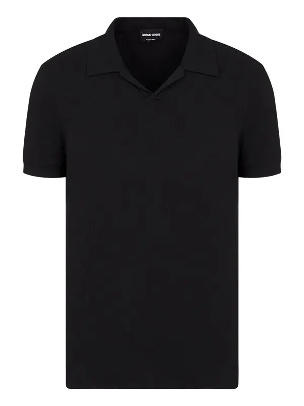 Giorgio Armani Asv Stretch Viscose Jersey Short-sleeved Polo Shirt - Black