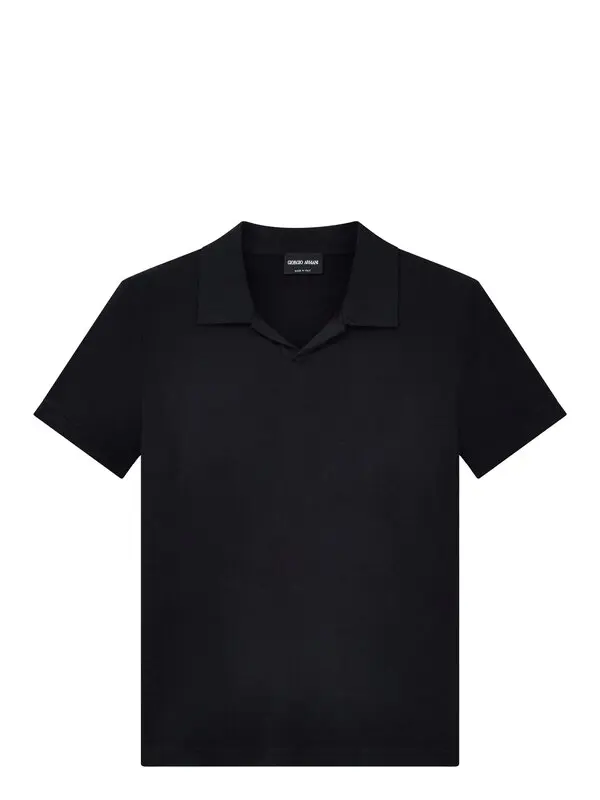 Giorgio Armani Asv Stretch Viscose Jersey Short-sleeved Polo Shirt - Black