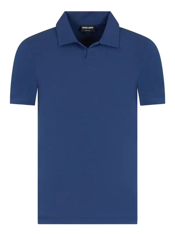 Giorgio Armani Asv Stretch Viscose Jersey Short-sleeved Polo Shirt - Blue