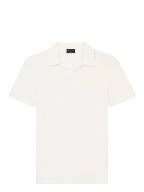Giorgio Armani Asv Stretch Viscose Jersey Short-sleeved Polo Shirt - White