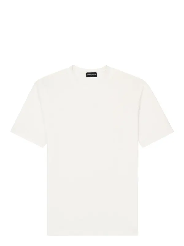Giorgio Armani Asv Stretch Viscose Jersey Jumper With Crew Neck And Short Sleeves - White