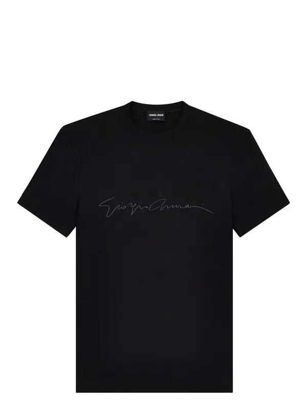 Giorgio Armani Asv Stretch-viscose T-shirt With Signature Logo - Black
