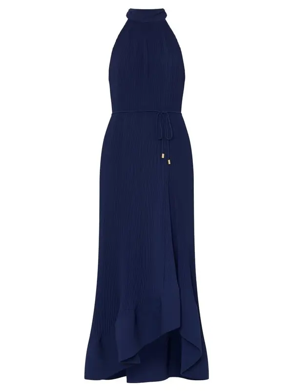 MILLY Nalani Pleated Midi Dress - Navy