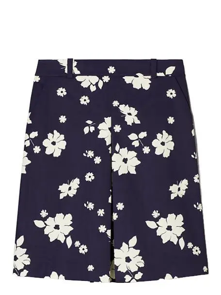 Tory Burch Pleated A-line Skirt - Medium Navy Contrast Floral