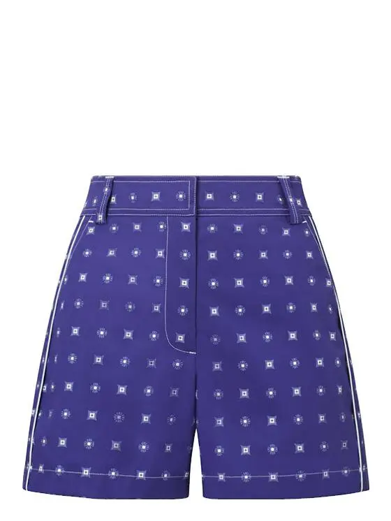 Tory Burch Twill Camp Short - Ballpoint Ink Nothing Ditsy