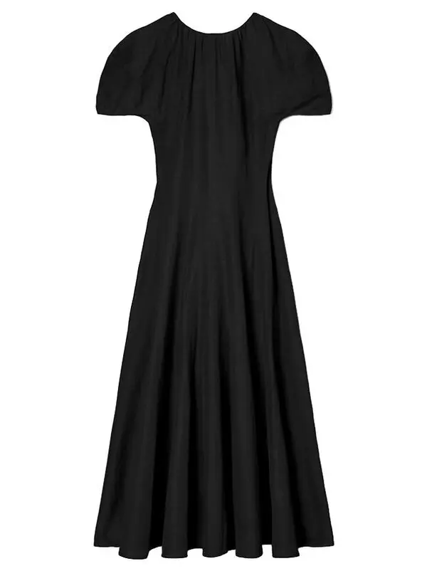 Tory Burch Balloon Sleeve Midi Dress - Black
