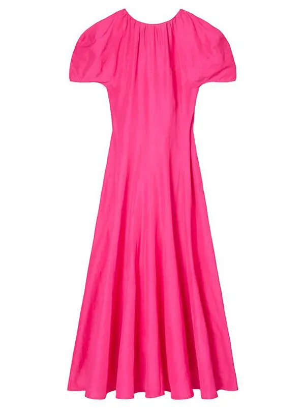 Tory Burch Balloon Sleeve Midi Dress - Bold Pink