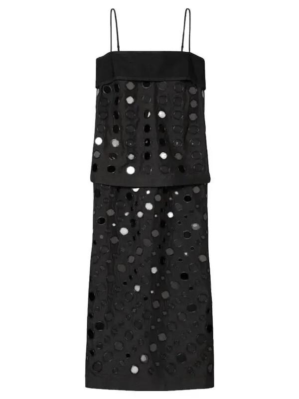 Tory Burch Layered Hand-done Mirrorwork Dress - Black