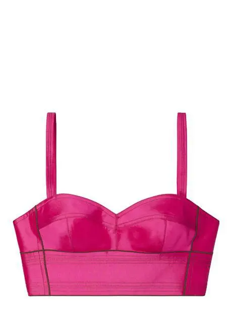 Tory Burch Silk Dupioni Bra Top - Bold Pink