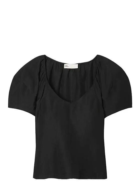 Tory Burch Balloon Sleeve Viscose Top - Black