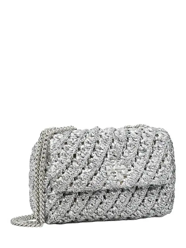 Tory Burch Small Kira Woven Shoulder Bag - Silver
