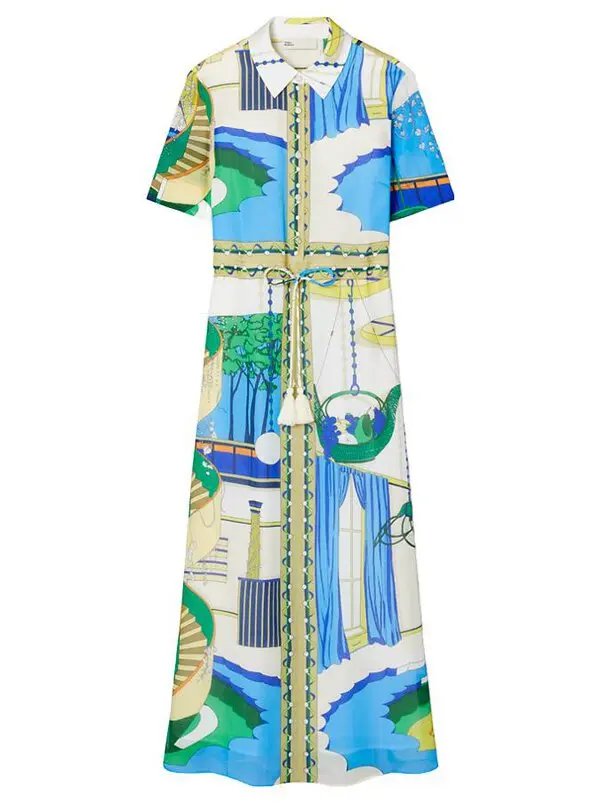 Tory Burch Cotton Shirtdress - The Pool Blue