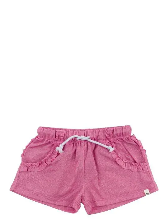 OH BABY! Lottie Sparkle Ruffle Pocket Shorts - Bright Pink