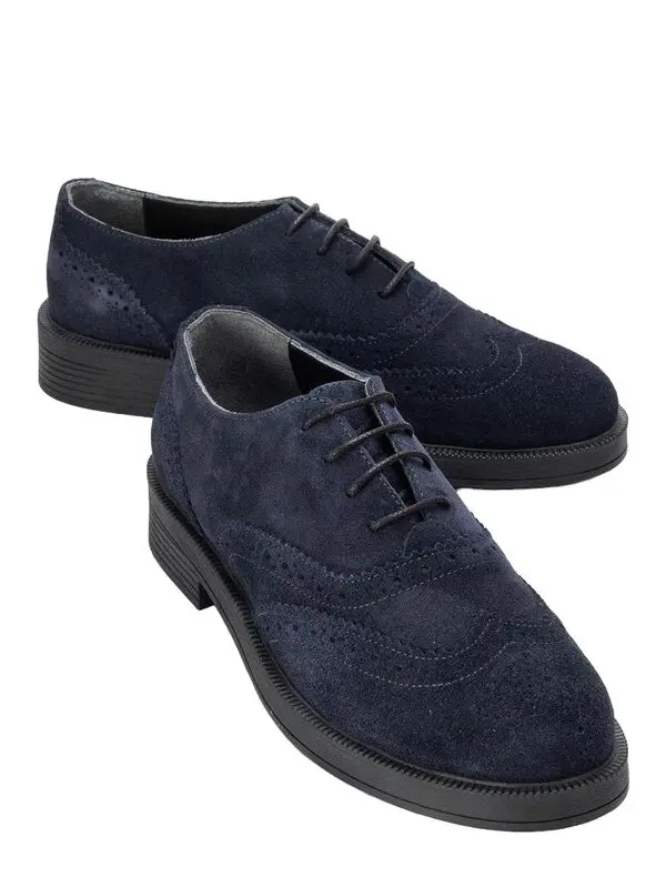 FOREVER & ALWAYS SHOES Avra Leather Oxford - Navy Suede Leather