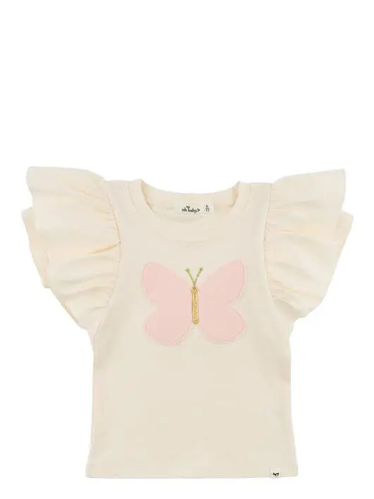 OH BABY! Butterfly Short Sleeve Tee - Cream