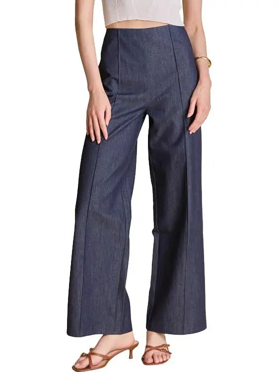 Endless Rose Wide Leg Denim Trousers - Navy Denim