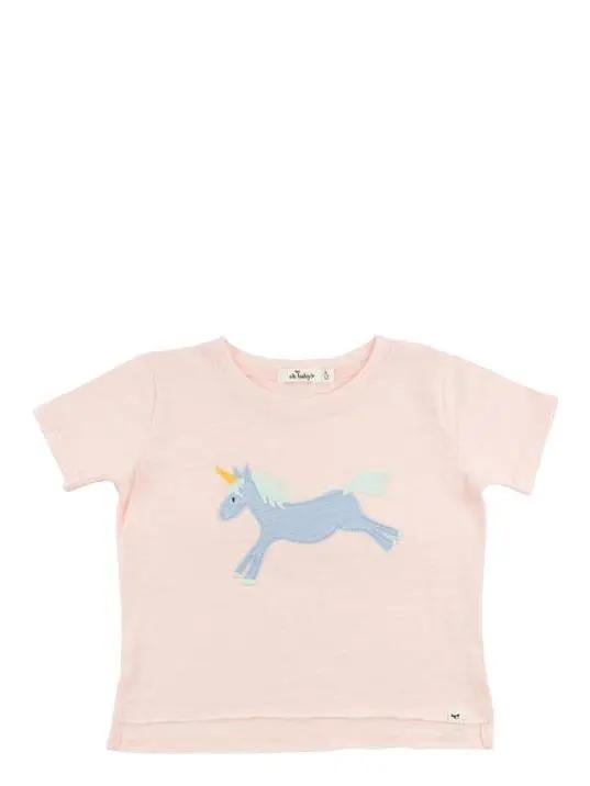 OH BABY! Unicorn Raw Edge T-shirt - Pale Pink