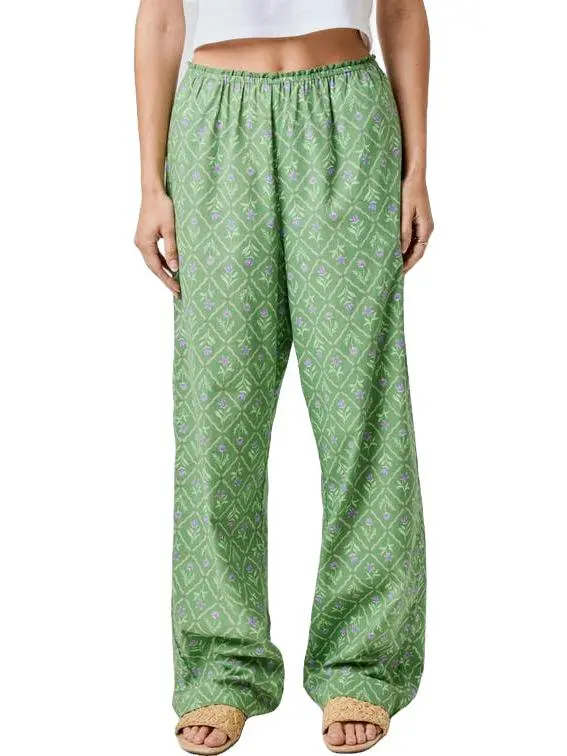 FLORENCE BY MILLS Lace Trim Wide Leg Cotton Pants - Palm Beach Floral