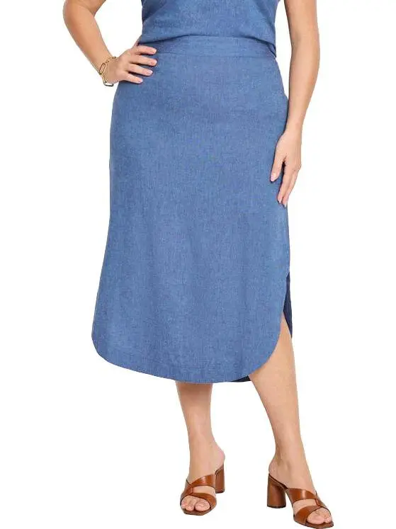 NIC+ZOE Linen-blend Midi Skirt - Blue Mix