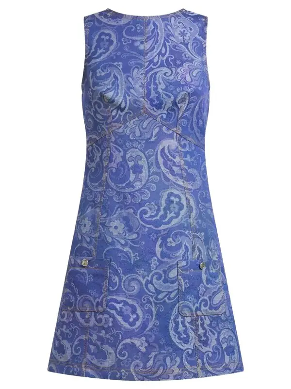 Etro Patterned Jacquard Mini Dress - Blue