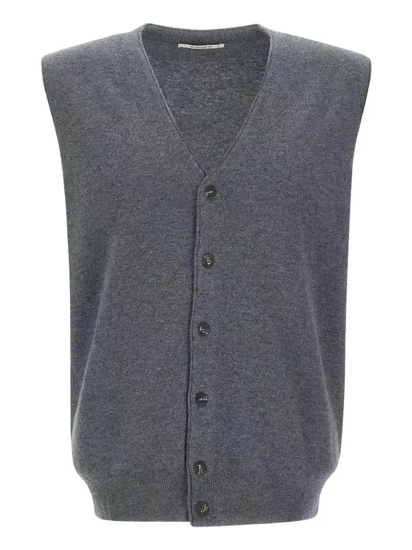KANGRA Wool Sleeveless Cardigan - Grey