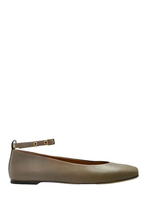 Emporio Armani Leather Ballerina Shoes - Brown