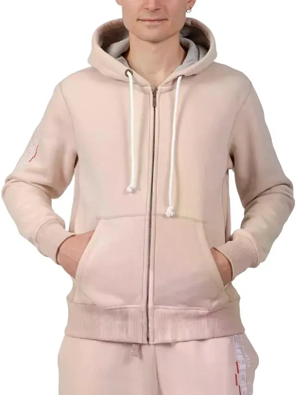 PODHIO Embroidered Zip Up Hoodie - Neutrals