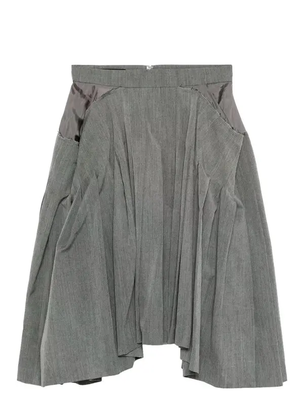 PUSHBUTTON Square Pleated Skirt - Grey