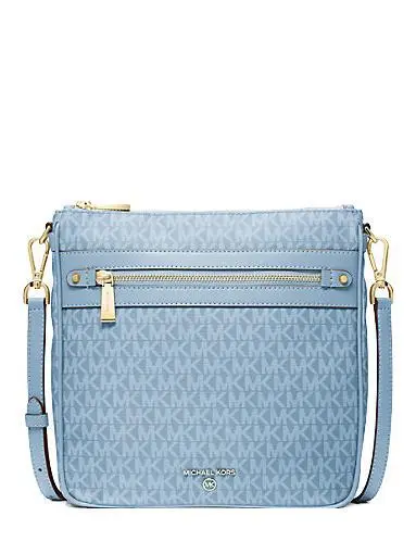 Michael Kors Jet Set Large Signature Logo Printed Crossbody Bag - Blue