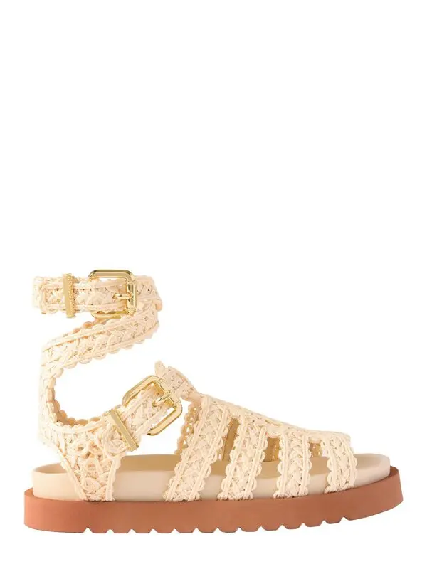Zimmermann Gleam Buckle-embellished Raffia Sandals - Off-white