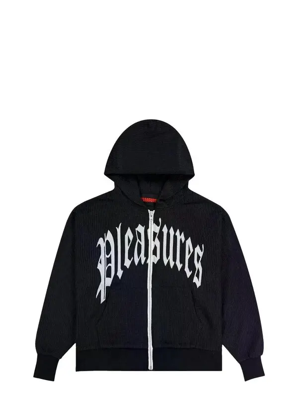 PLEASURES Printed Zip Hoodie - Black