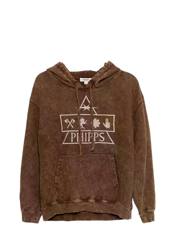 STAIN SHADE Embroidered Hoodie - Brown