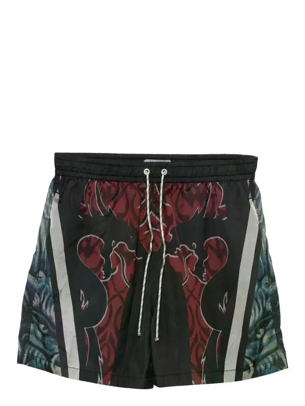 STAIN SHADE Graphic-print Swim Shorts - Black