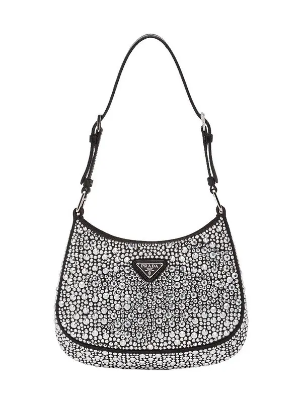 Prada Cleo Satin Bag With Crystals - Silver
