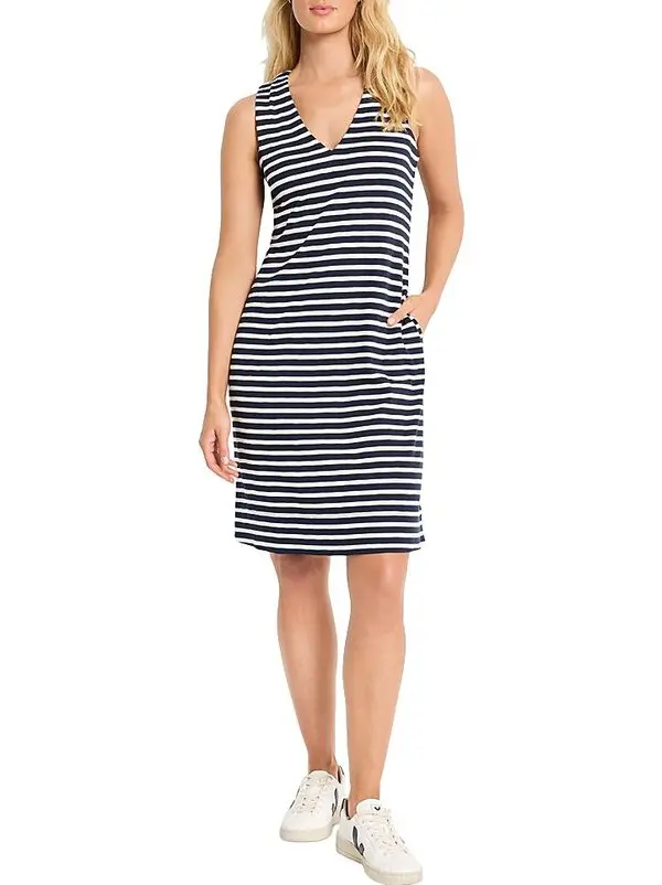 NIC+ZOE Striped Sleeveless V-neck Dress - Indigo Multi