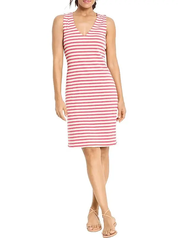 NIC+ZOE Striped Sleeveless V-neck Dress - Pink Multi