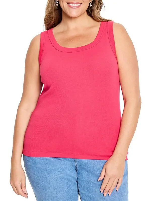 NIC+ZOE Perfect Knit Rib Scoop Neck Tank - Daiquiri