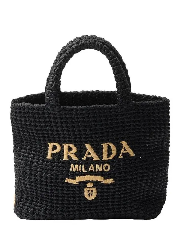 Prada Small Crochet Tote Bag - Black