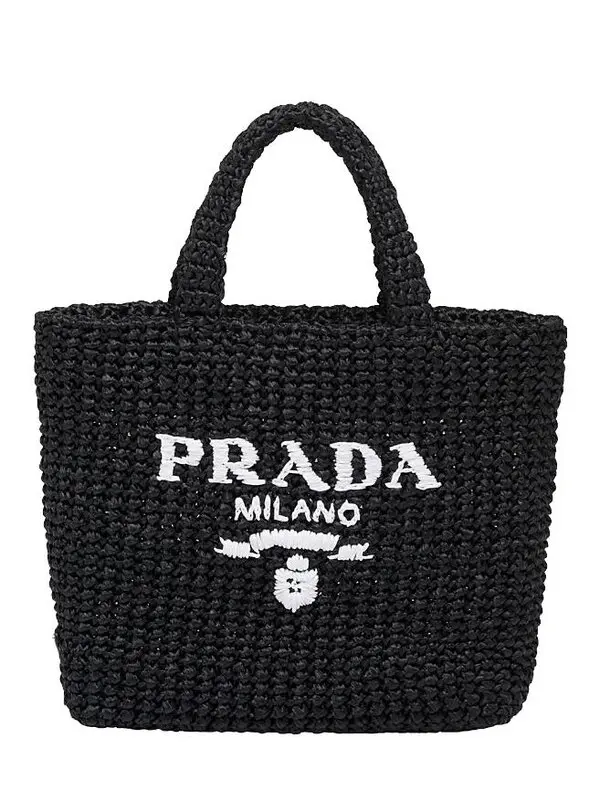 Prada Small Crochet Tote Bag - Black/white