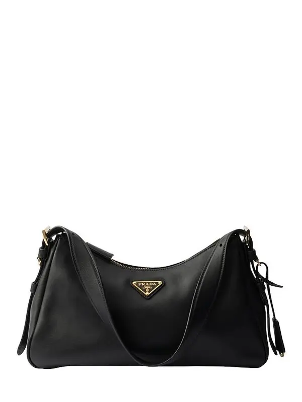 Prada Aimee Medium Leather Shoulder Bag - Black