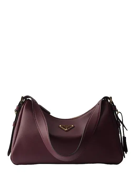 Prada Aimee Medium Leather Shoulder Bag - Burgundy