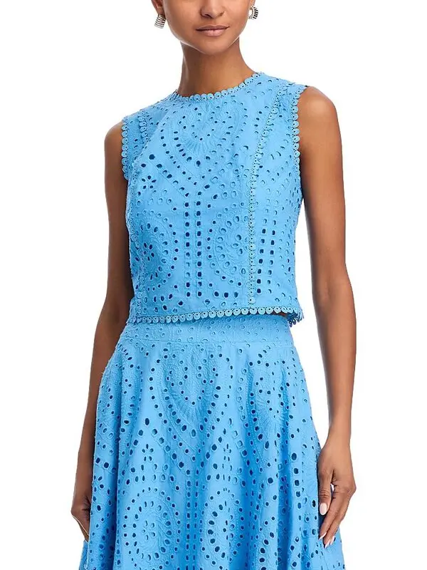 Aqua Eyelet Sleeveless Top - Blue