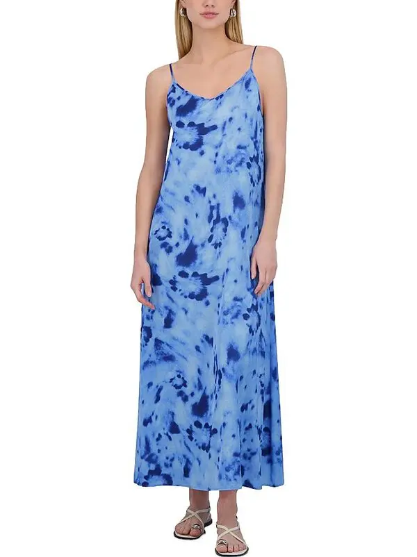 POINT Satin Slip Dress - Blue Tye Dye