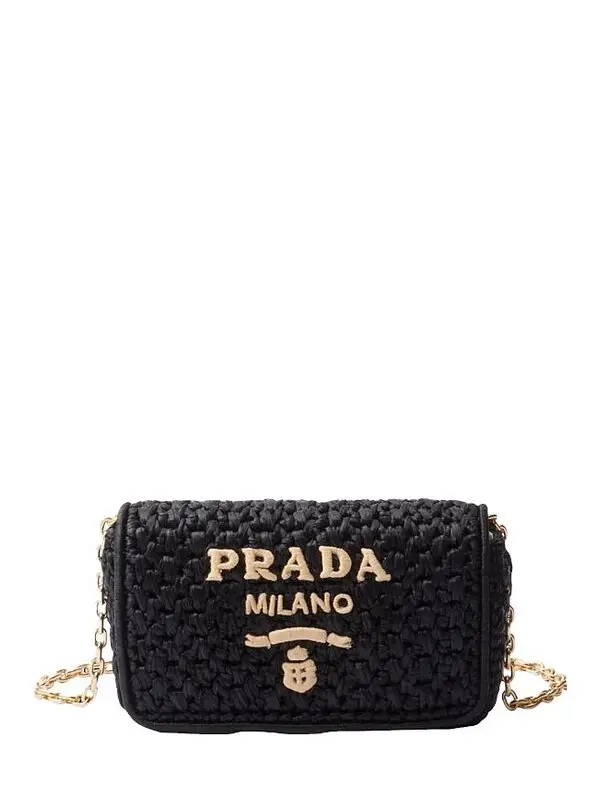 Prada Crochet Shoulder Bag - Black