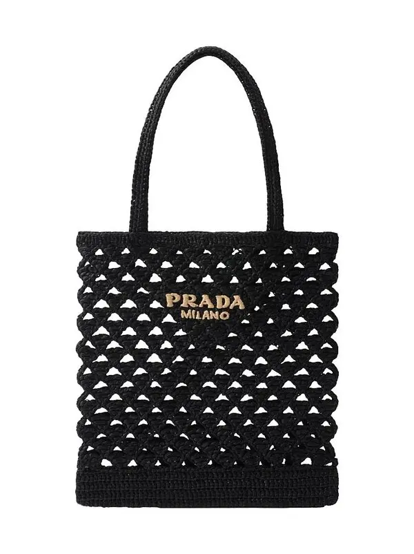 Prada Crochet Tote Bag - Black