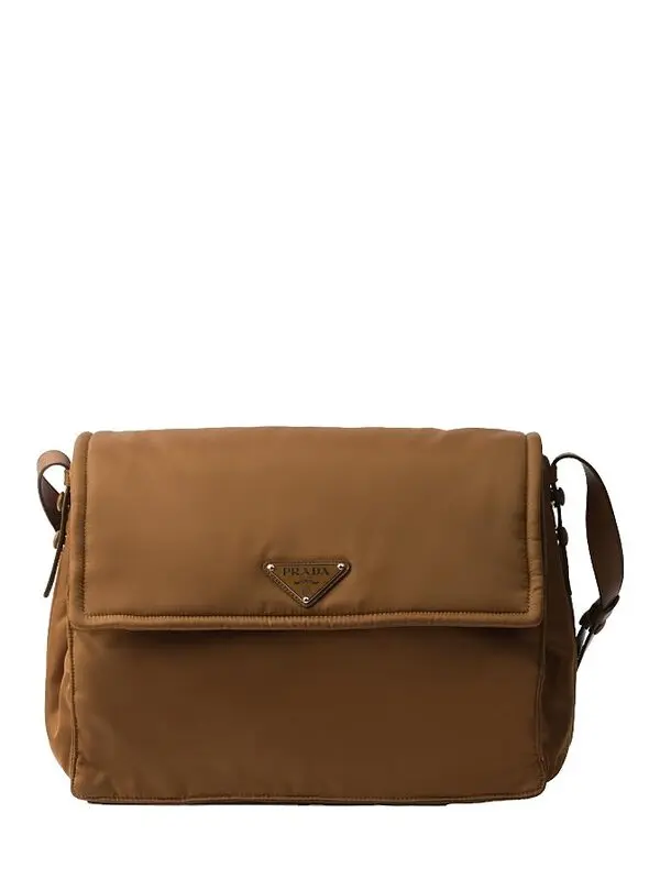 Prada Traveller Large Padded Re-nylon Shoulder Bag - Brown