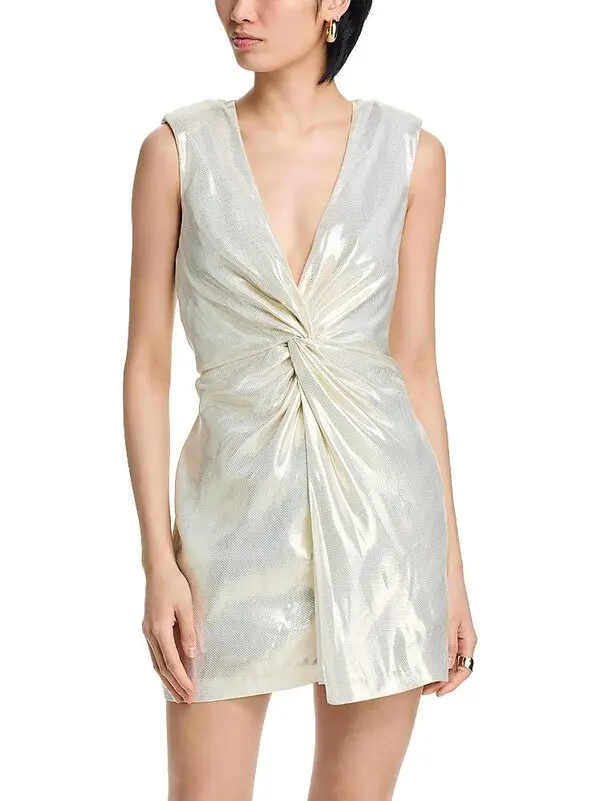 Ramy Brook Gisela Silk Blend Mini Dress - Gold Lame