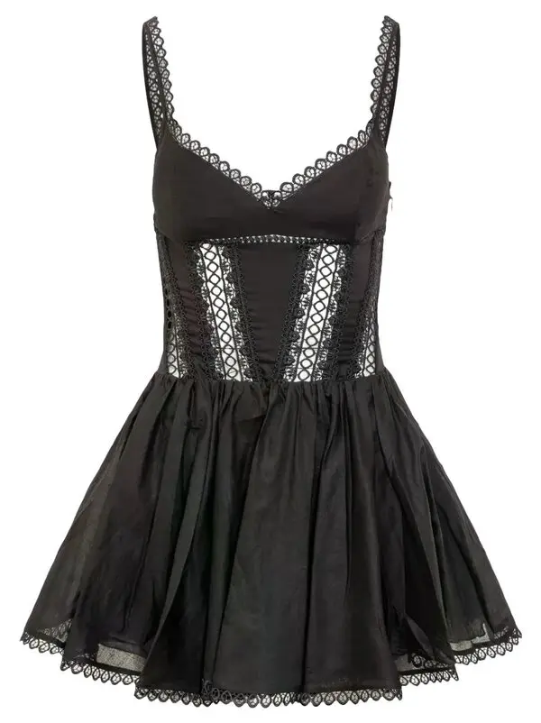 Charo Ruiz Ibiza Lace-trimmed Skater Dress - Black