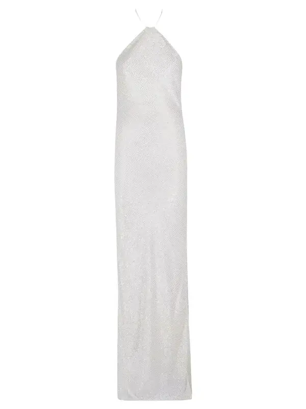 Amen Embroidered Georgette Dress - White